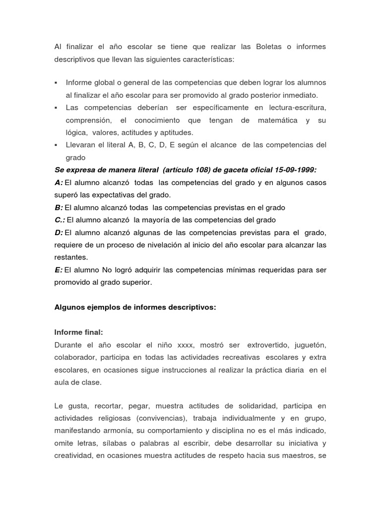 Como Llenar Informe Descriptivo? | PDF | Ciencia cognitiva | Cognición