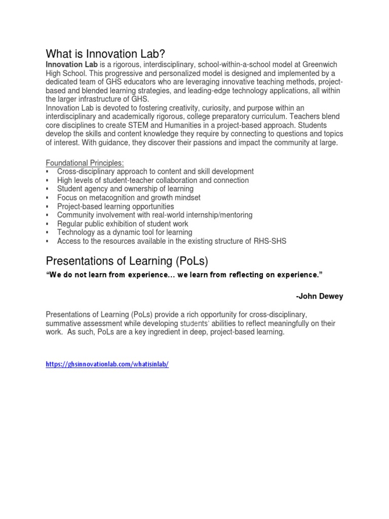 What Is Innovation Lab?: Innovation Lab Is A Rigorous ...