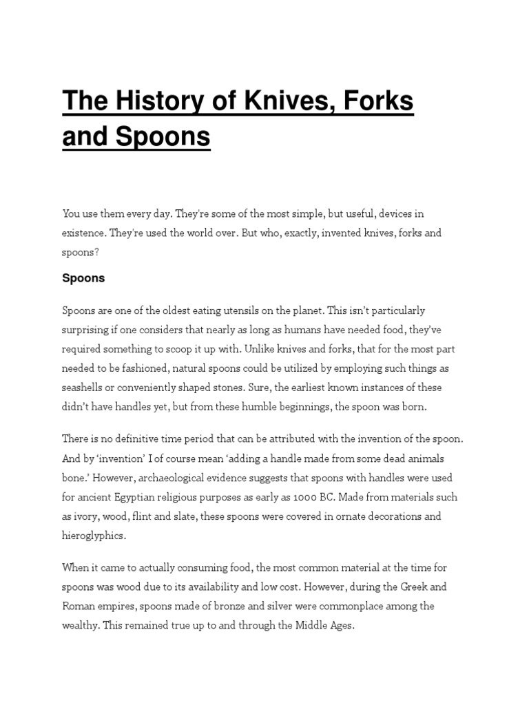 The History of Knives | PDF | Spoon | Foods