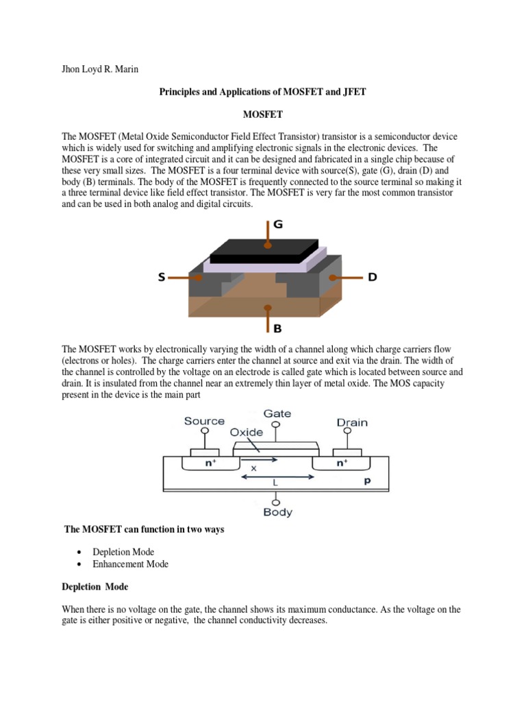 Principles and Applications of MOSFET and JFET Mosfet | PDF | Field ...