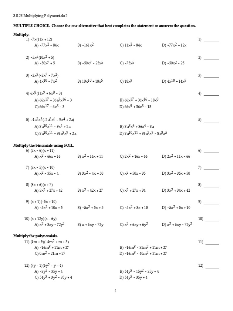 MULTIPLE CHOICE. Choose The One Alternative That Best Completes The ...