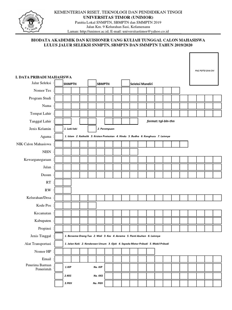 Formulir-Daftar-Ulang New A4 2019-2 PDF | PDF