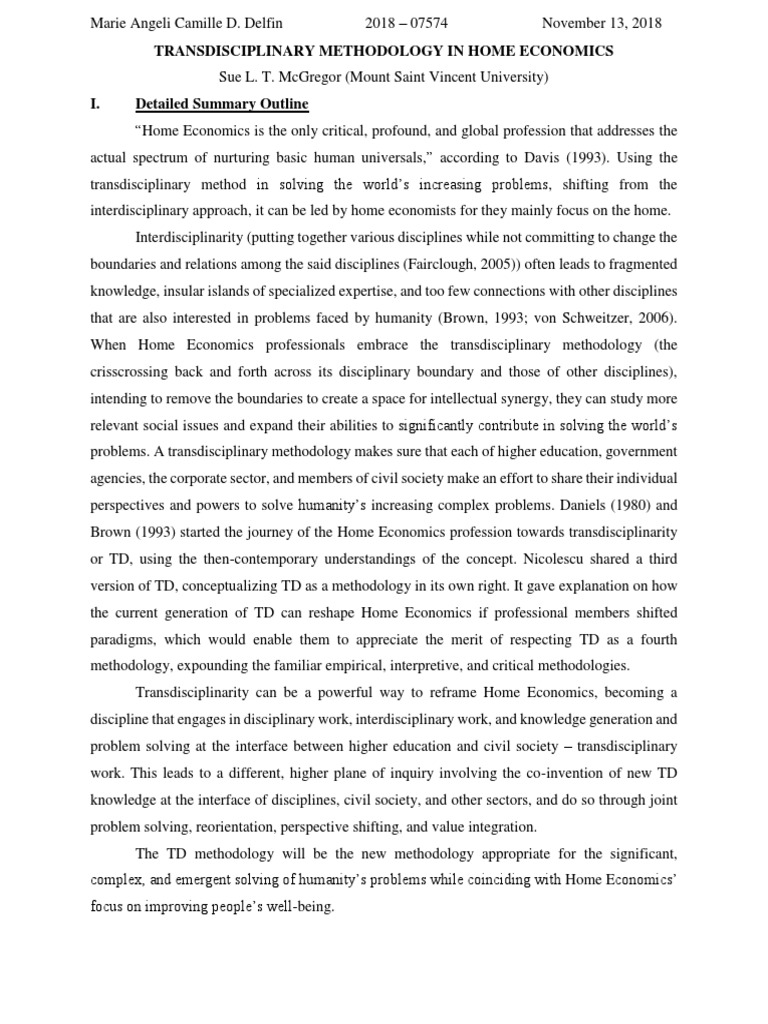 Transdisciplinary Methodology in Home Economics | PDF | Home Economics ...