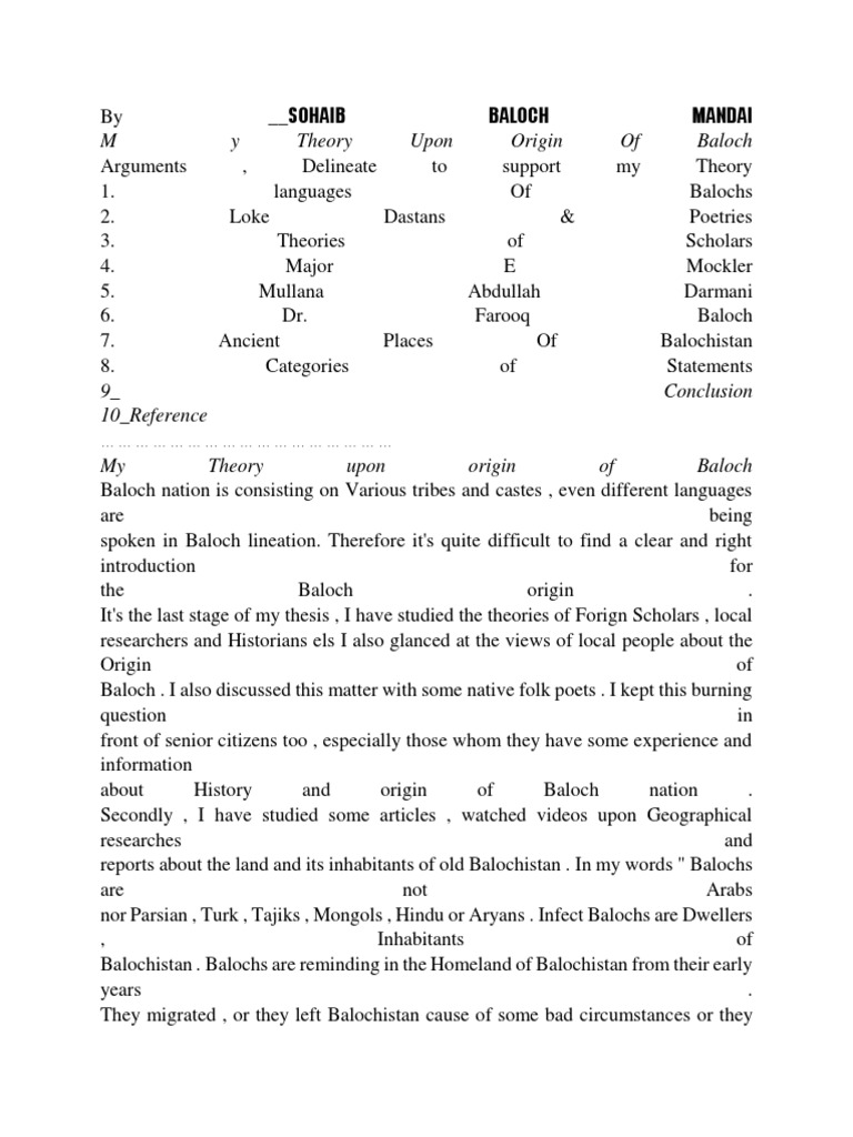 My Theory On Origin of Baloch and Conclusion | PDF | Iran | Religion ...