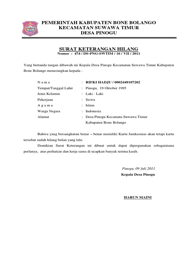 Pemerintah Kabupaten Bone Bolango Kecamatan Suwawa Timur Desa Pinogu | PDF