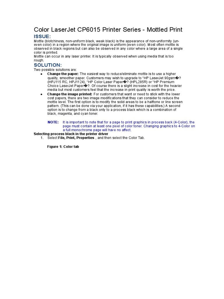 CP6015 Printer Mottled Print Solutions | PDF | Electronic Engineering ...