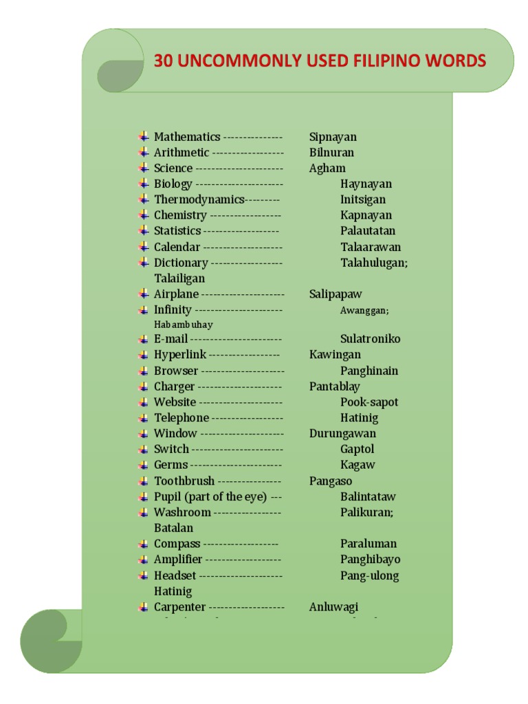 Unique Filipino Words and Meanings | PDF