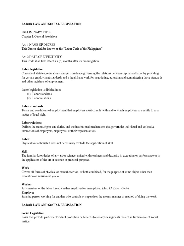 Labor Law Notes | PDF | Employment | Labour Law
