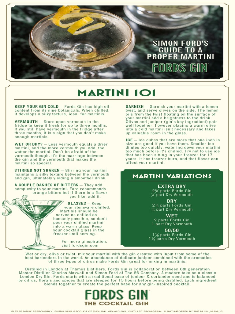 FG Martini Guide PDF | PDF | Martini (Cocktail) | Gin