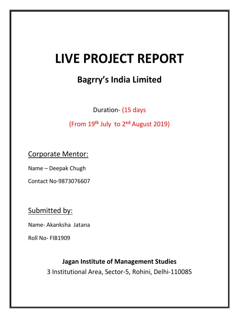 Live Project Report Format 1 | PDF | Business | Foods