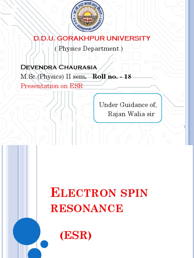 Electron Spin Resonance | PDF | Electron Paramagnetic Resonance | Spin ...