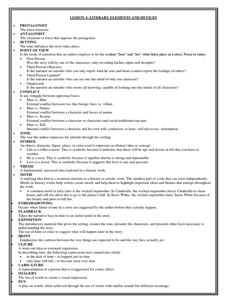 Lesson 3: Literary Elements and Devices | PDF | Narration