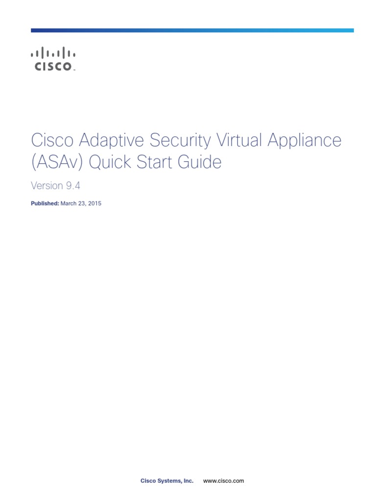 Cisco Adaptive Security Virtual Appliance (Asav) Quick Start Guide | PDF | Command Line ...