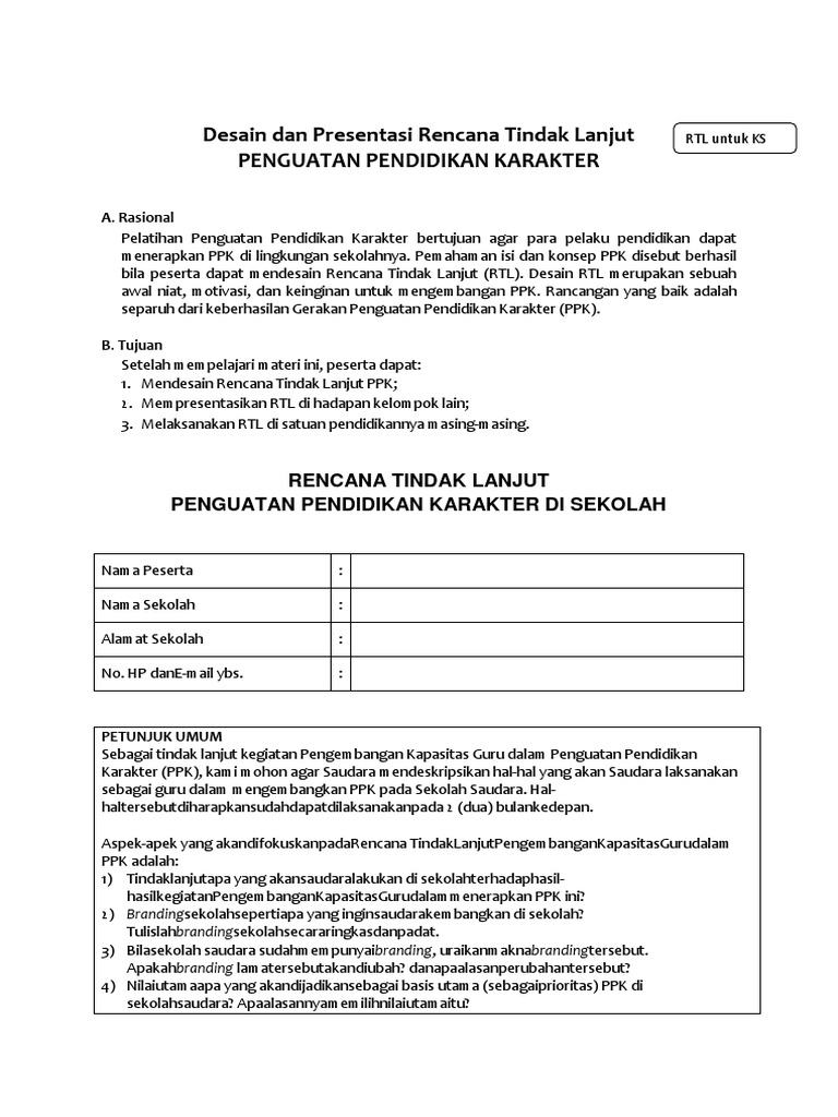 Contoh Untuk Kepsek | PDF