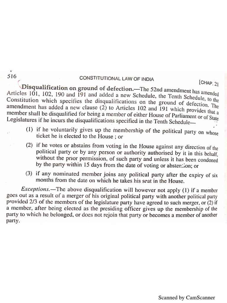 Anti Defection Law | PDF