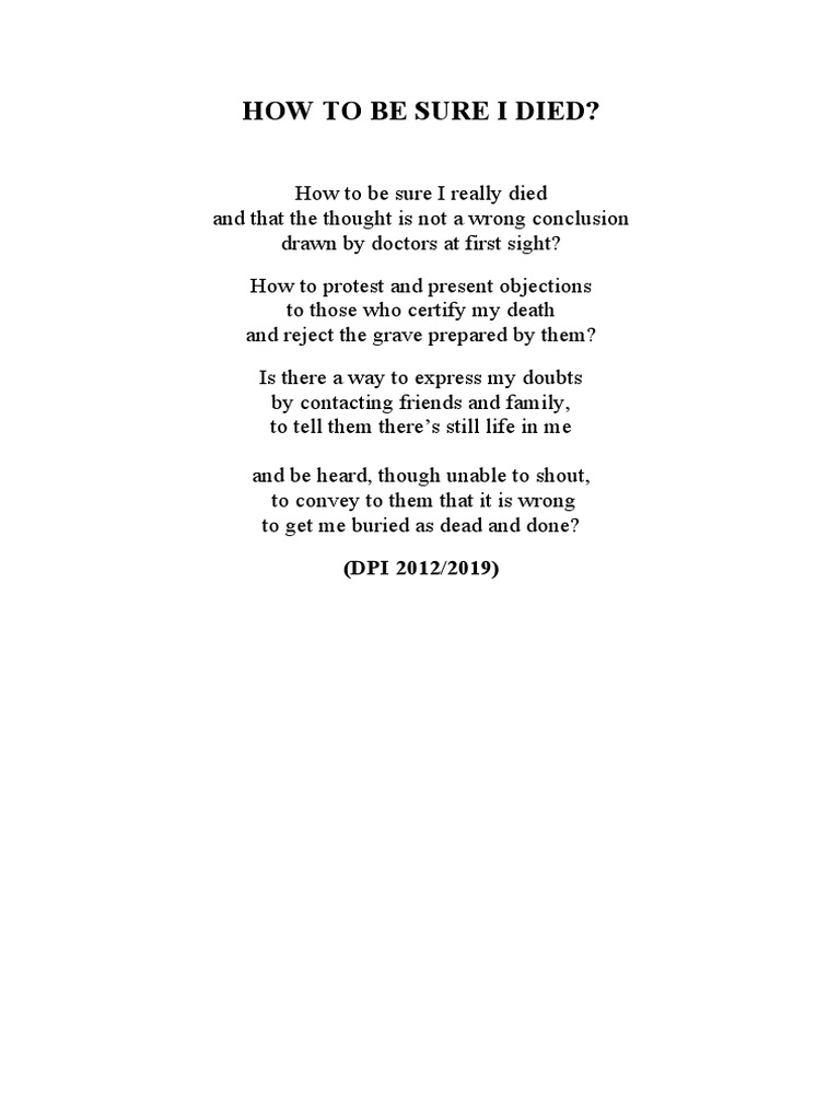How To Be Sure I Died | PDF