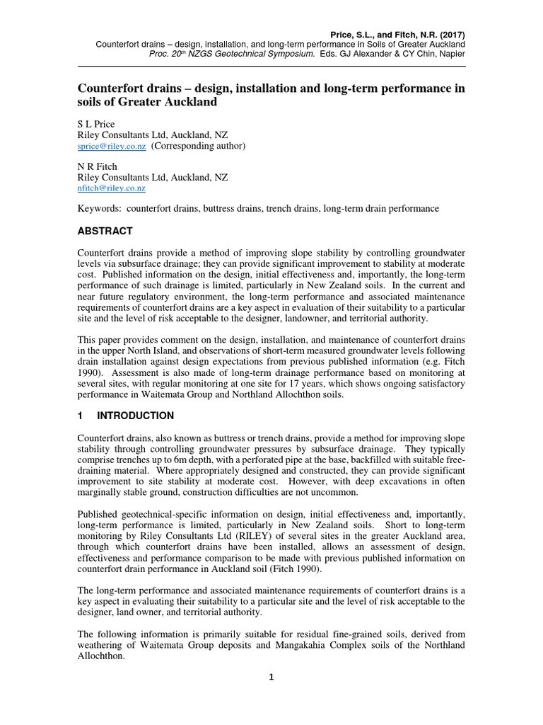 Counterfort Drains - Design, Installation and Long-Term Performance in ...