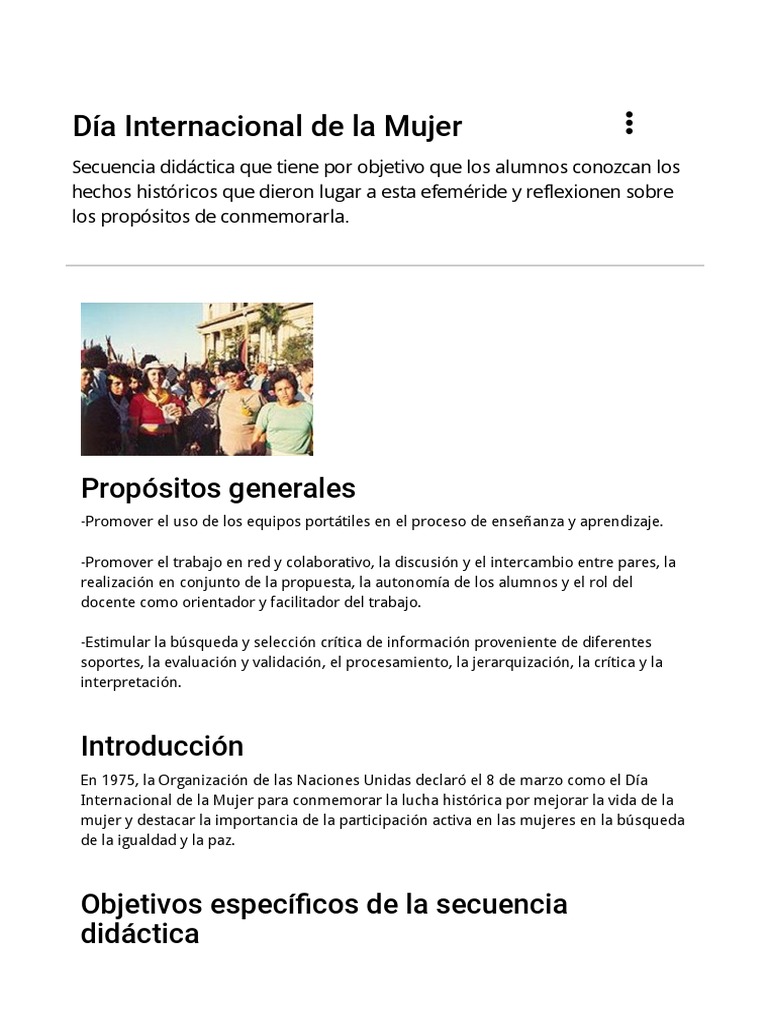 Día Internacional de La Mujer - Educ - Ar | PDF | Mujer | Educación ...