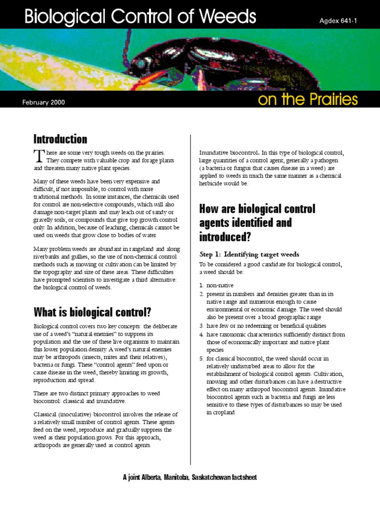 Inundative Biocontrol. in This Type of Biological Control,: A Joint ...