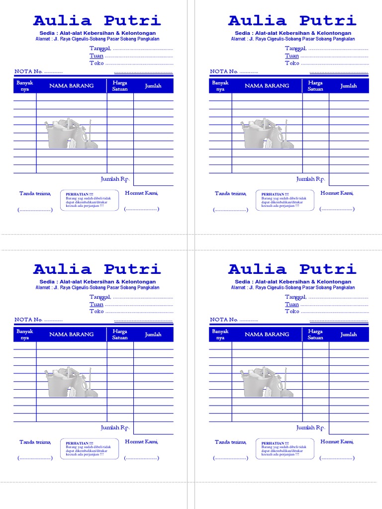 Nota Alat Kebersihan | PDF