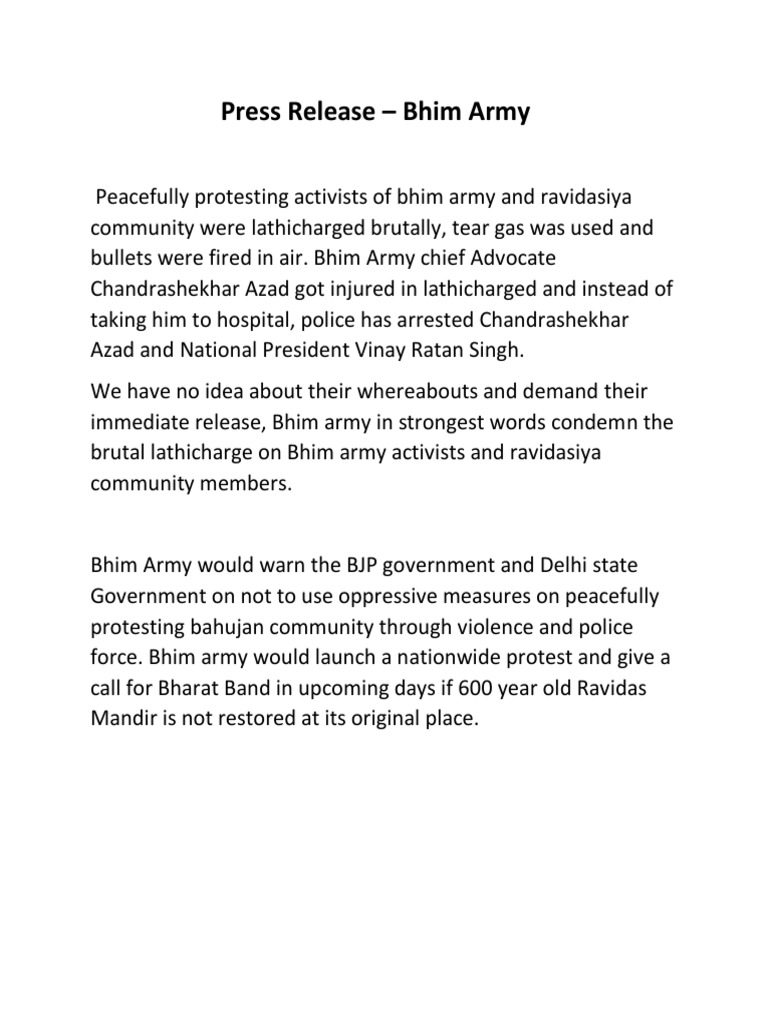 Bhim Army Statement | PDF
