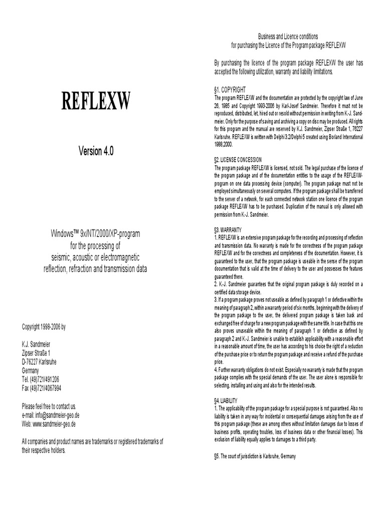 Manual ReflexW | PDF | Reflection Seismology | License