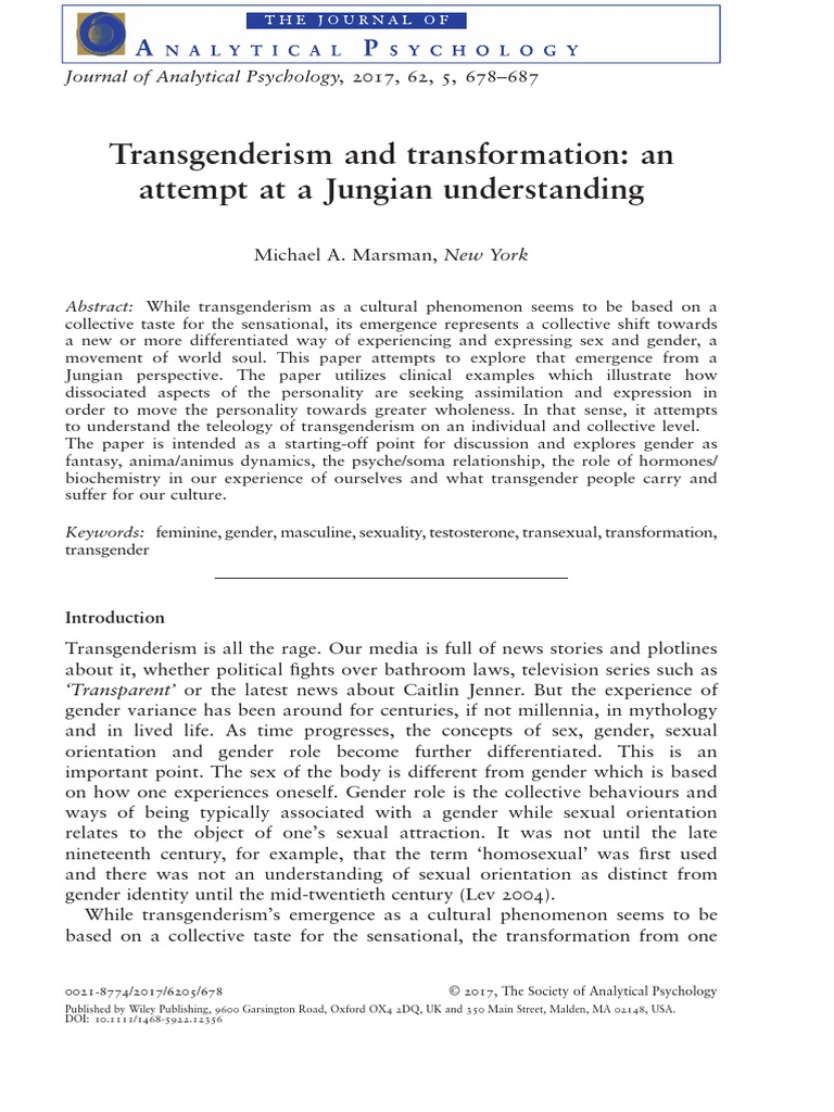 Transgenderism and Transformation: An Attempt at A Jungian ...