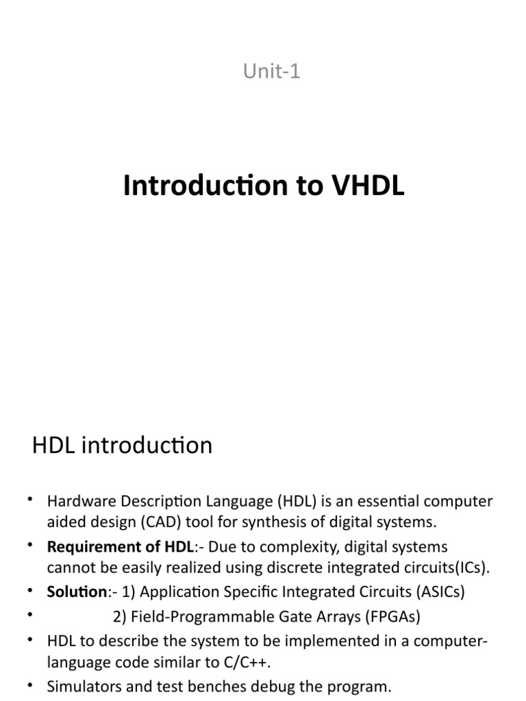 Introduction To VHDL: Unit-1 | PDF | Hardware Description Language | Data Type
