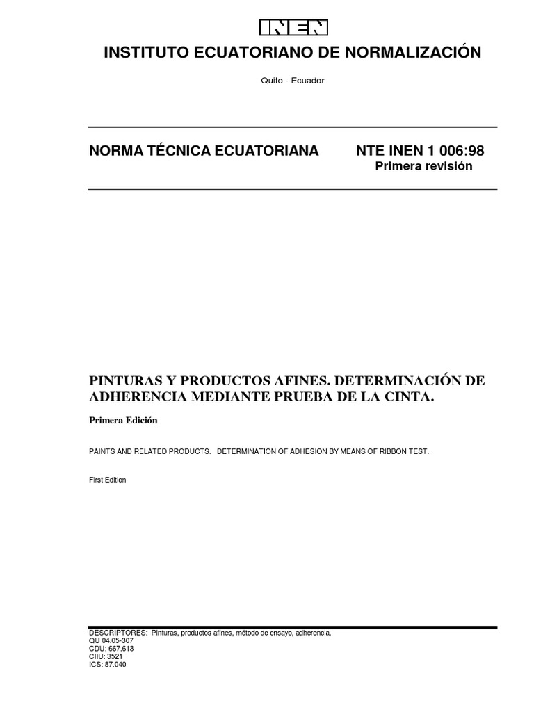 Nte Inen 1006-1 | PDF | Adhesión | Revestimiento