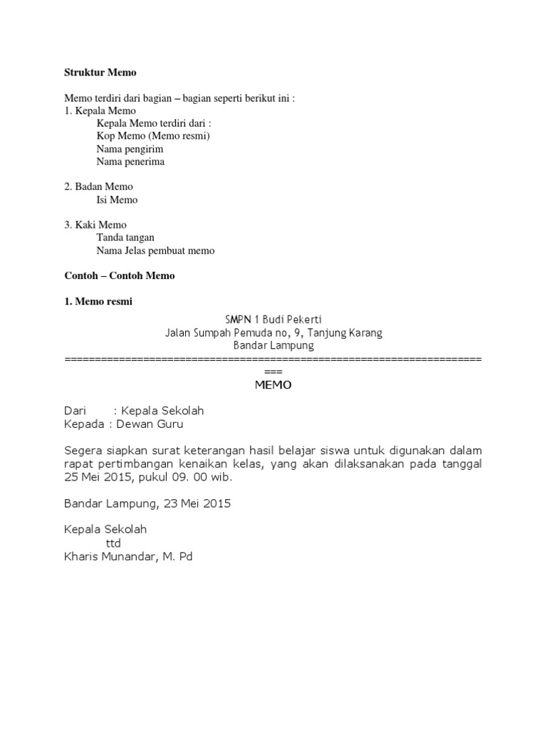Struktur Memo | PDF