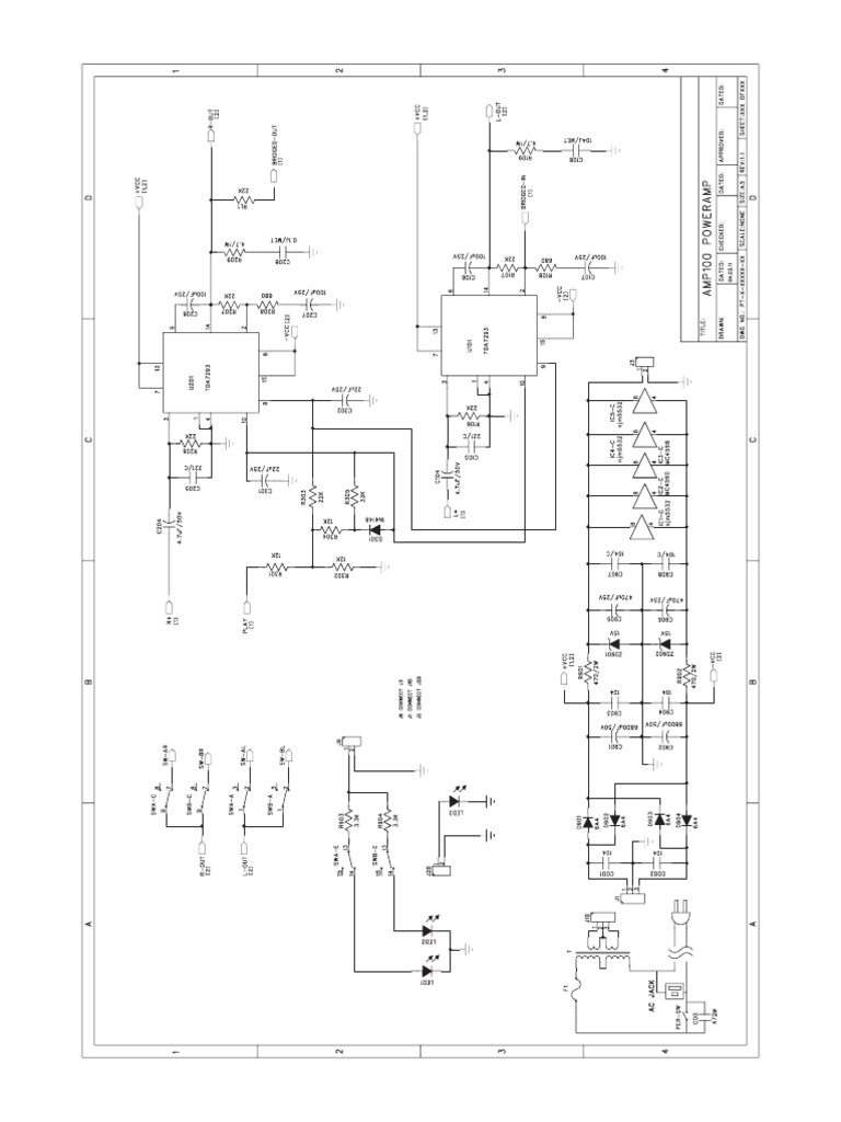 Audiosource Amp100 Poweramp Schematic PDF | PDF
