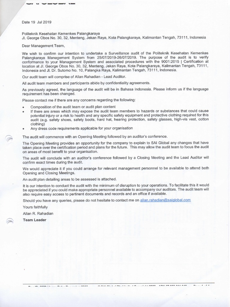 Contoh Rundown Audit | PDF | Safety | Business