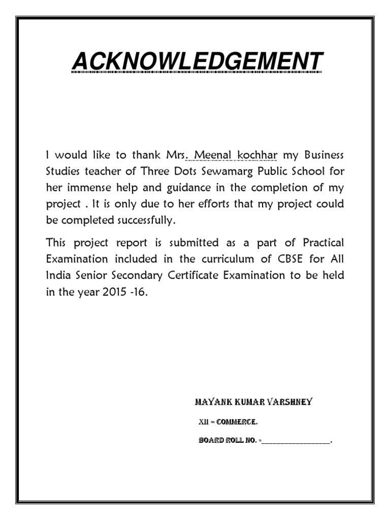 Thanking teacher for project guidance | PDF