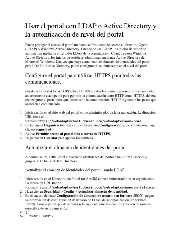 Usar El Portal Con LDAP o Active Directory | PDF | Directorio Activo | Sitios web