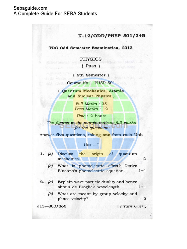 BSC Physics Pass Sem5 2012 | PDF BSC Physics Pass Sem5 2012 | PDF