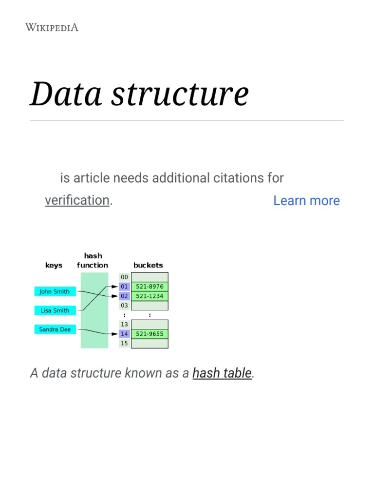 Data Structure - Wikipedia | PDF | Data Structure | Array Data Structure