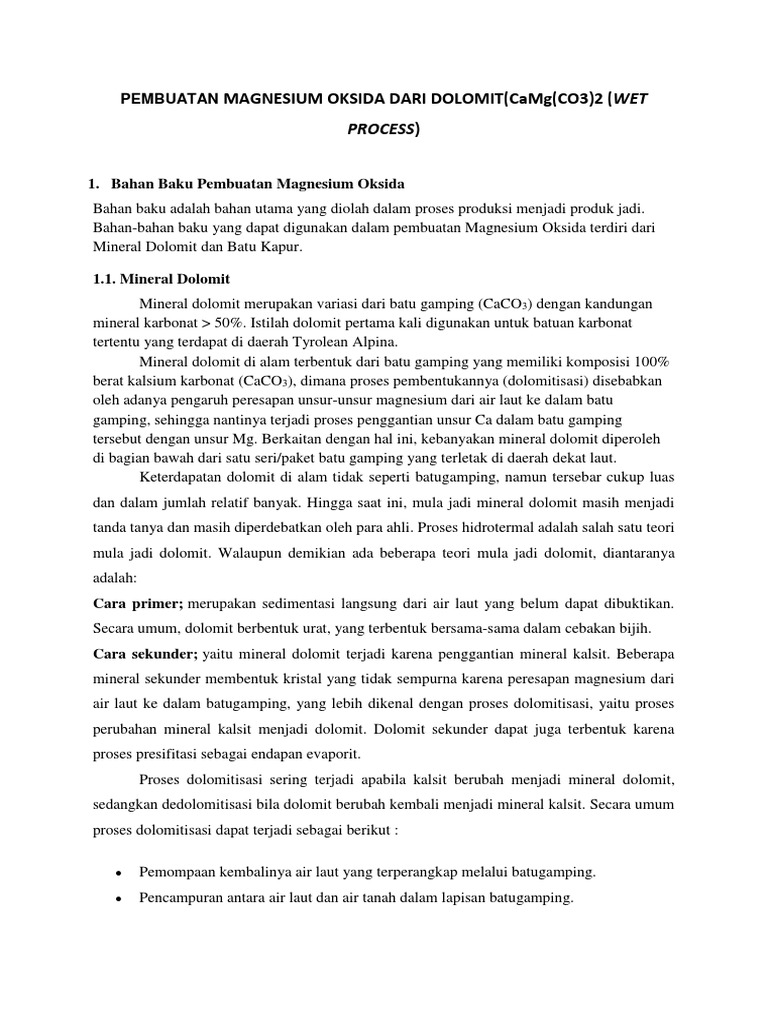 Proses Pembuatan Magnesium Oksida | PDF
