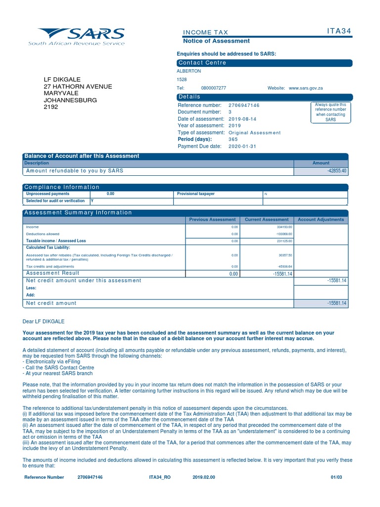 Statement of Account | PDF | Tax Refund | Income Tax