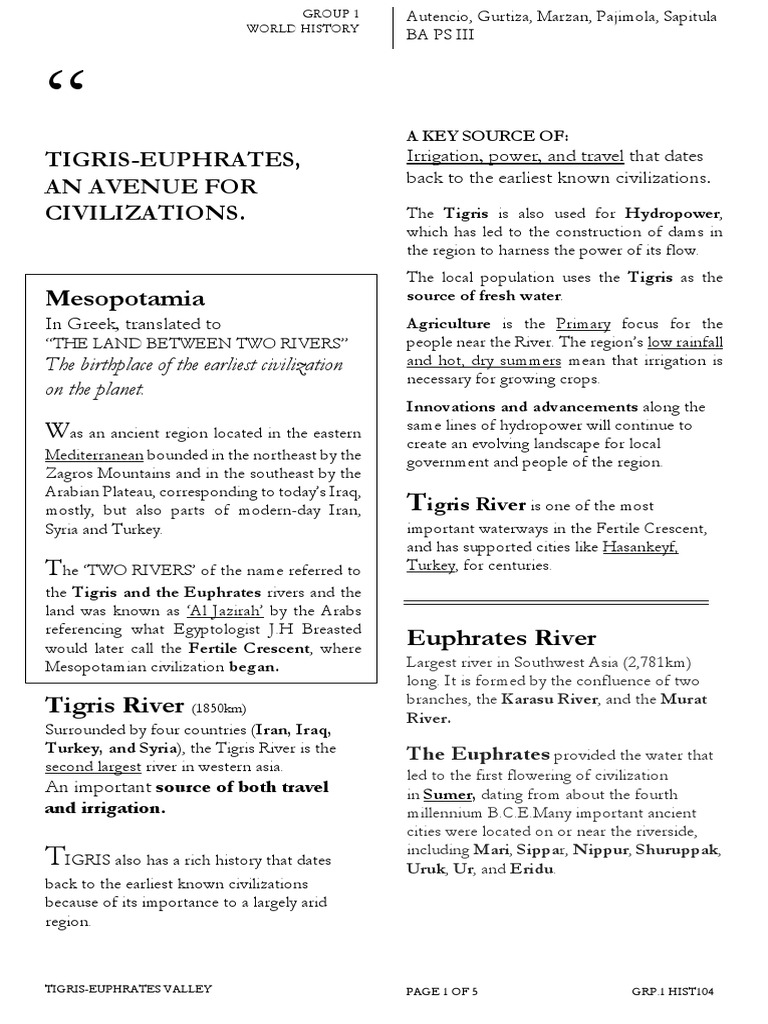 GRP.1 (Tigris Euphrates) | PDF | Mesopotamia | Sumer