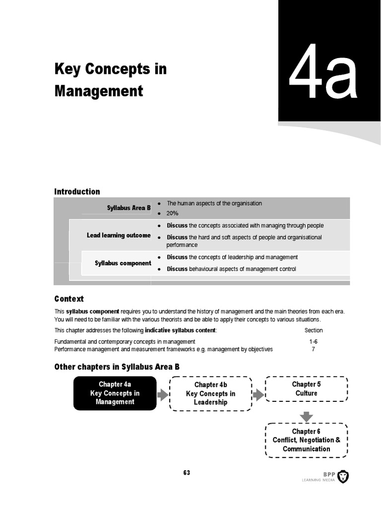 Key Concepts in Management: Syllabus Area B | PDF | Motivation ...