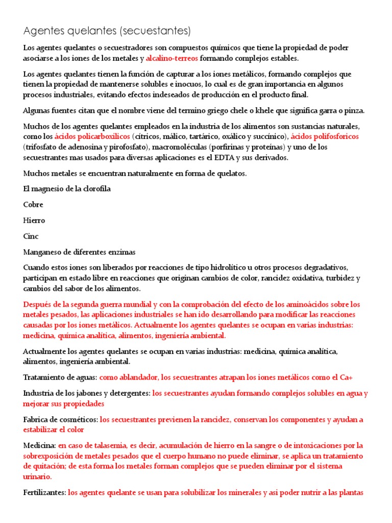 Agentes Quelantes | PDF | Quelación | Antioxidante