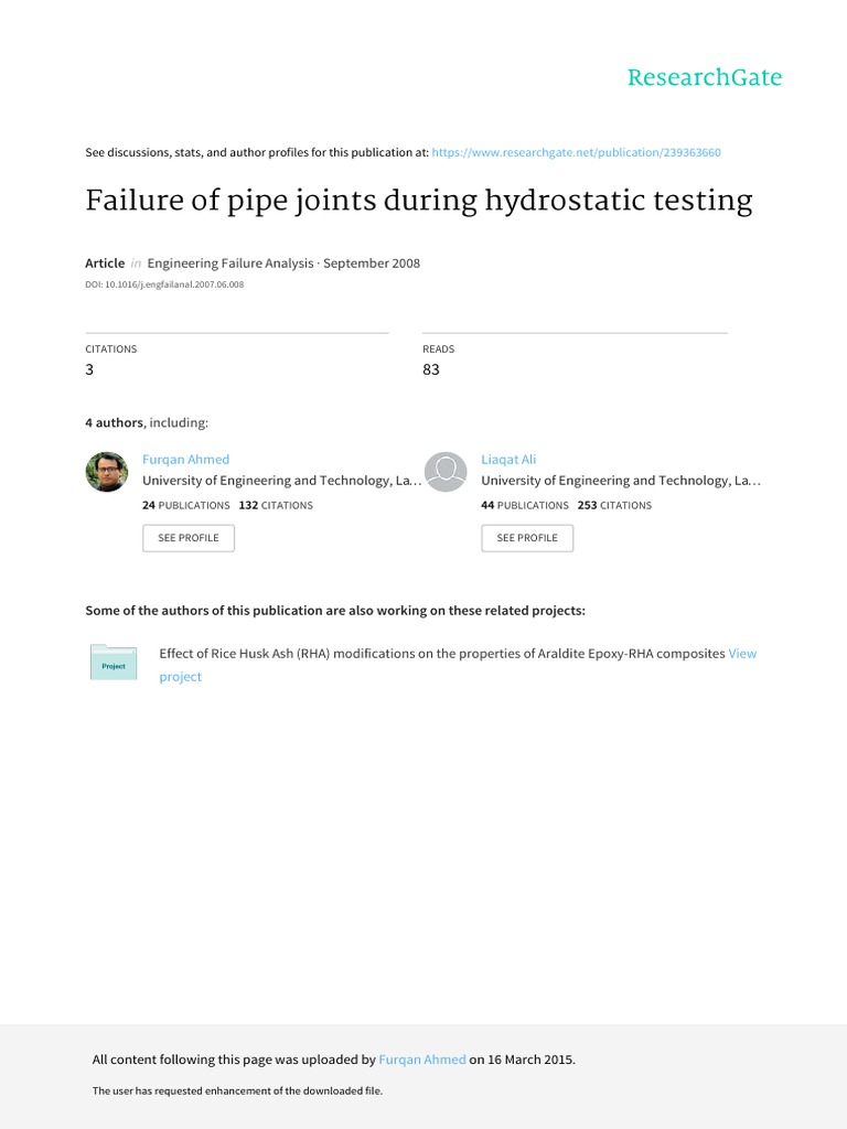 Failure of Pipe Joints | Download Free PDF | Fracture | Engineering