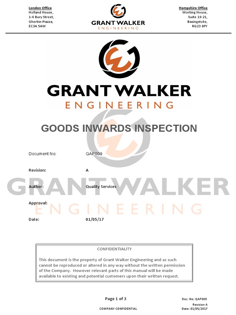 Goods Inwards Inspection: Revision: A | PDF | Government | Business