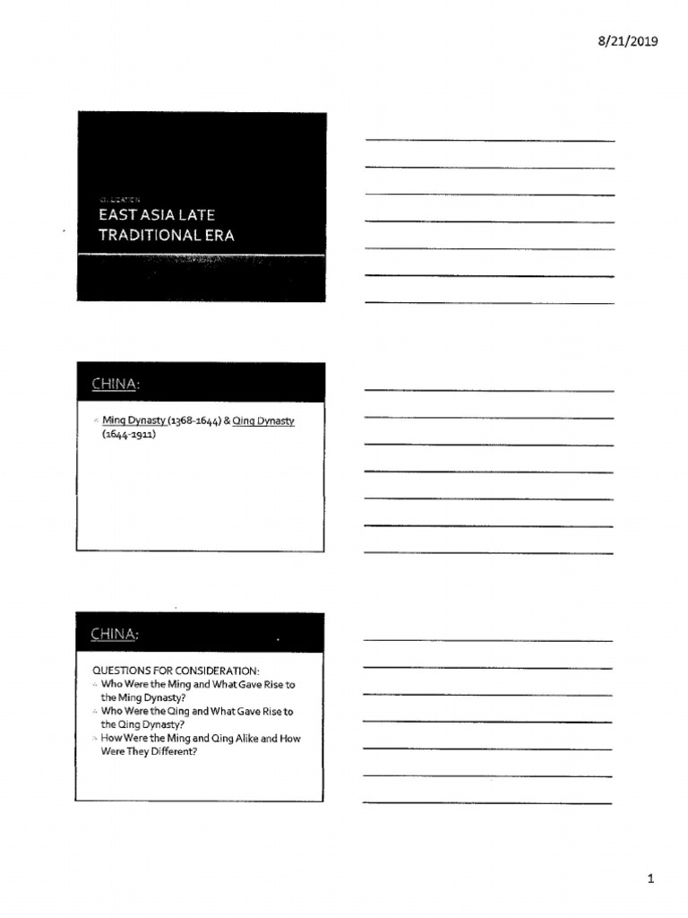 East Asia Traditional Period Powerpoint Slides and Notes | PDF