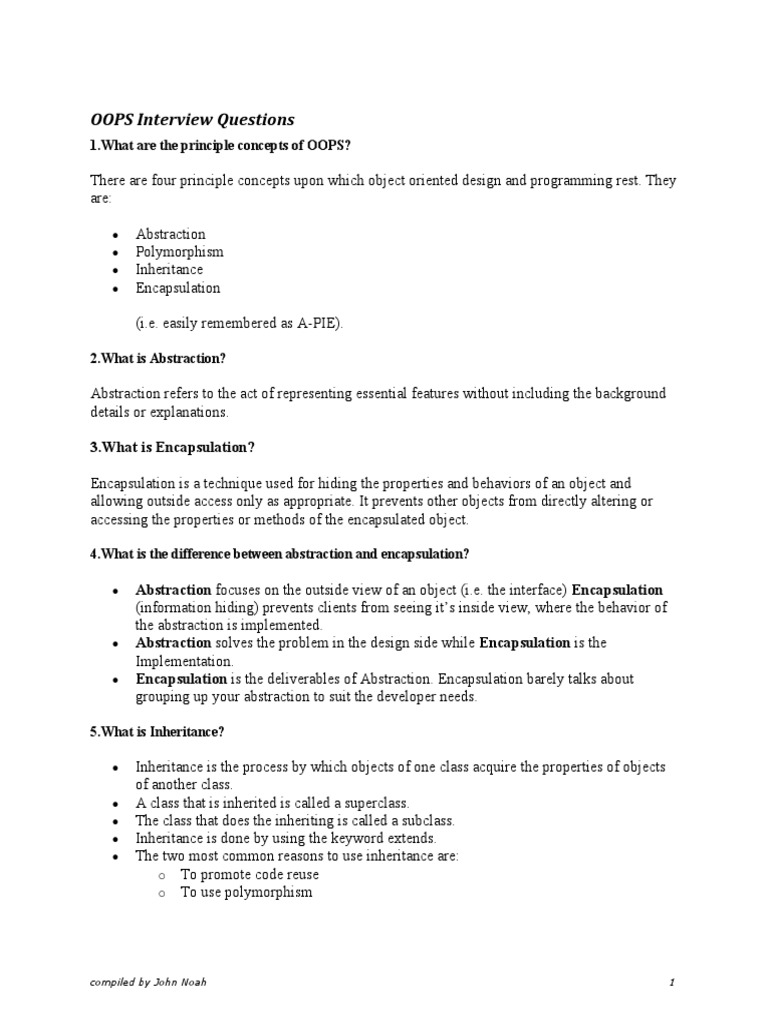 Oops Interview Qandans Pdf Pdf Inheritance Object Oriented Programming Method Computer
