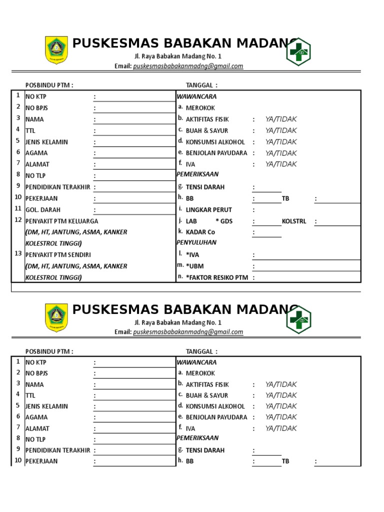 Format Skrining PTM | PDF