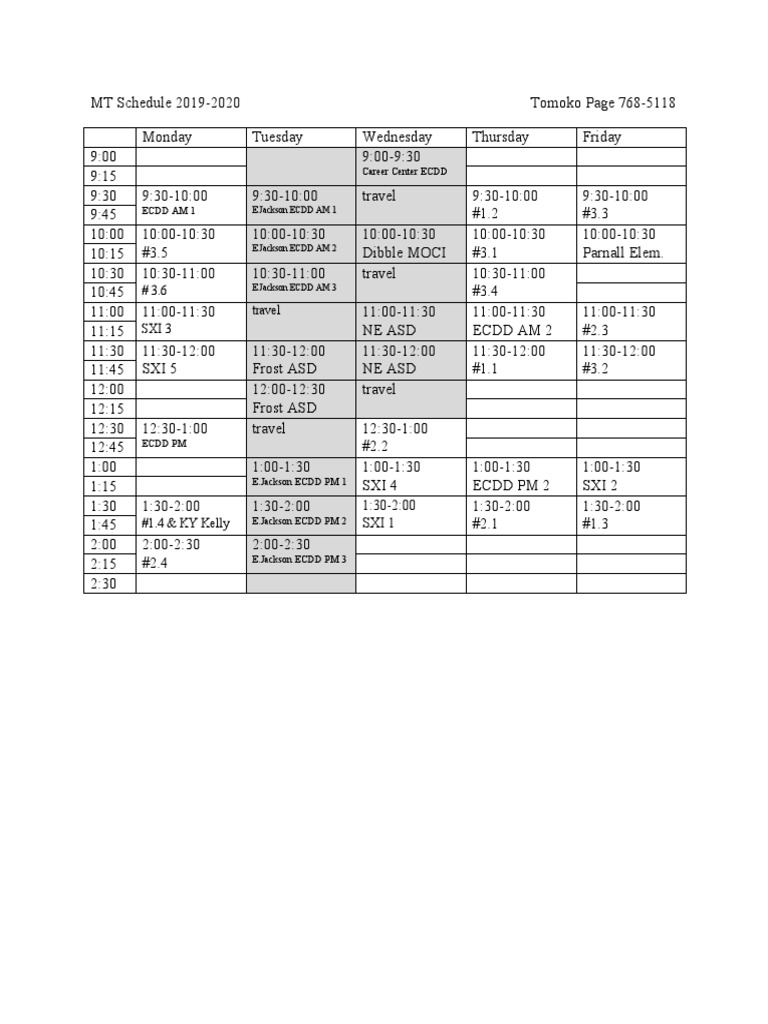 MT Schedule 2019-2020 Overview | PDF