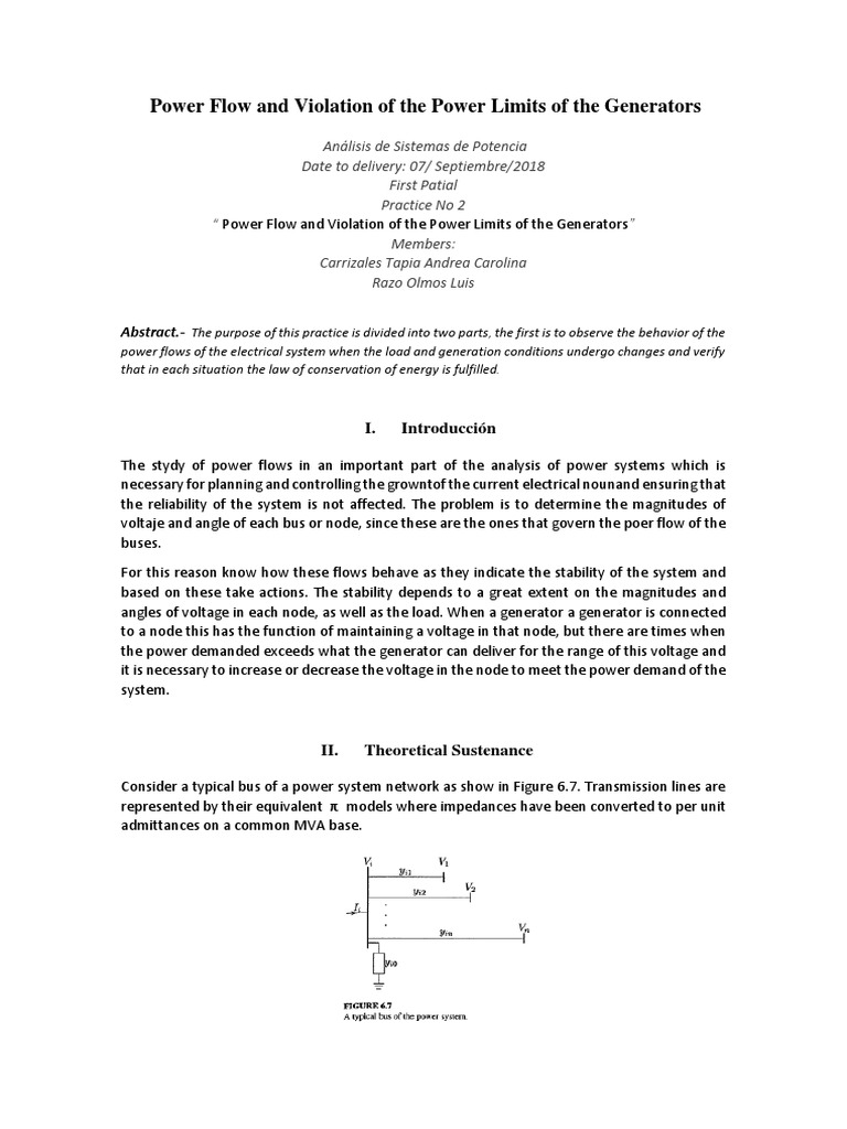 Power Flow and Violation of The Power Limits of The Generators | PDF ...