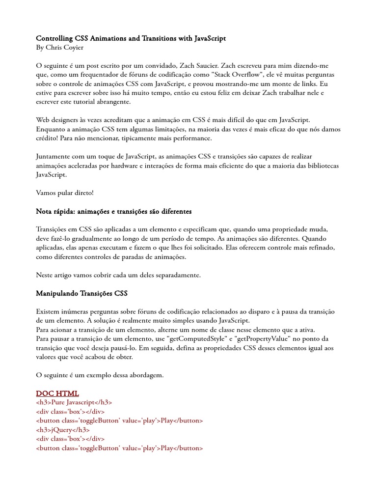 Controlling CSS Animations and Transitions With JavaScript | PDF ... Controlling CSS Animations and Transitions With JavaScript | PDF ...