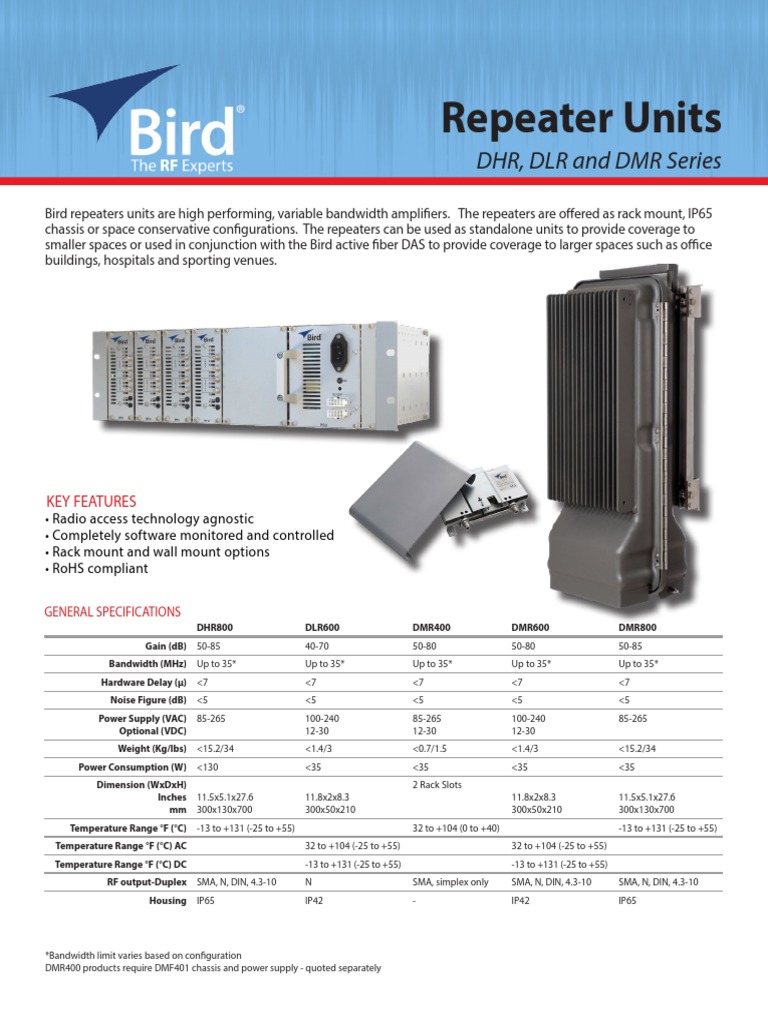 Repeater Units: DHR, DLR and DMR Series | PDF | Radio | Information And ...